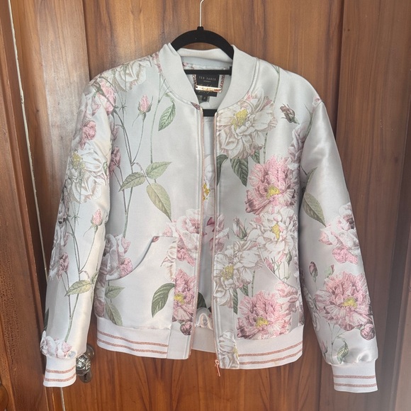 Ted Baker | Jackets & Coats | Ted Baker Pink And Blue Floral Bomber ...